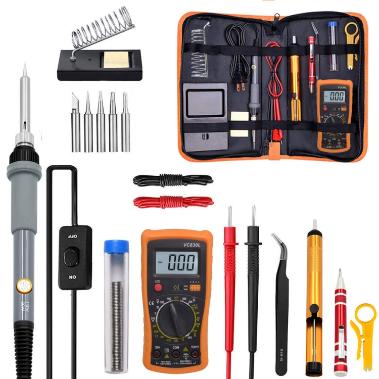 19 in 1 60W Adjustable Temperature Soldering Iron Multimeter Tool Set ...