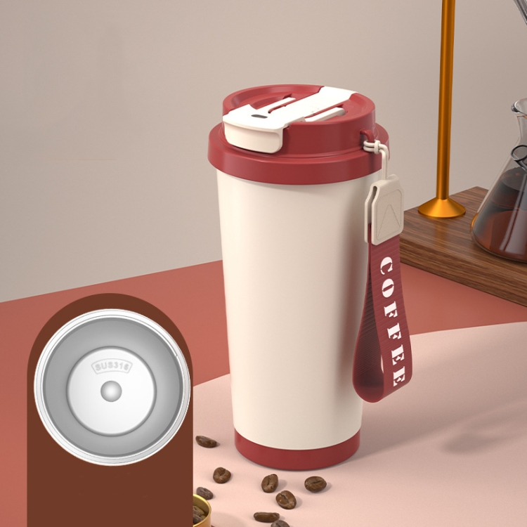 530ml 316 สแตนเลสกระติกน้ำร้อนถ้วยกาแฟแก้วน้ำดื่มคู่ถ้วย (สีแดง)