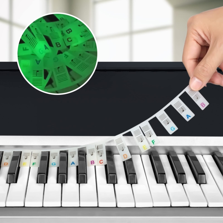 Luminous Silicone Piano Notes Guide Removable Piano Keyboard, Spec: 61 ...