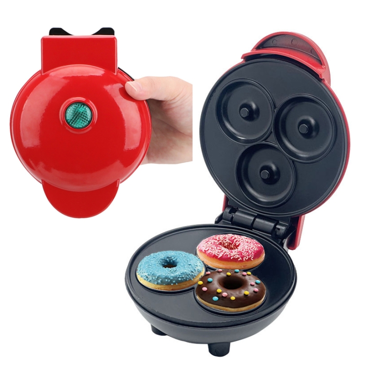350W Mini Donut Maker Machine Can Make 3 Doughnuts 110V US Plug(Red)
