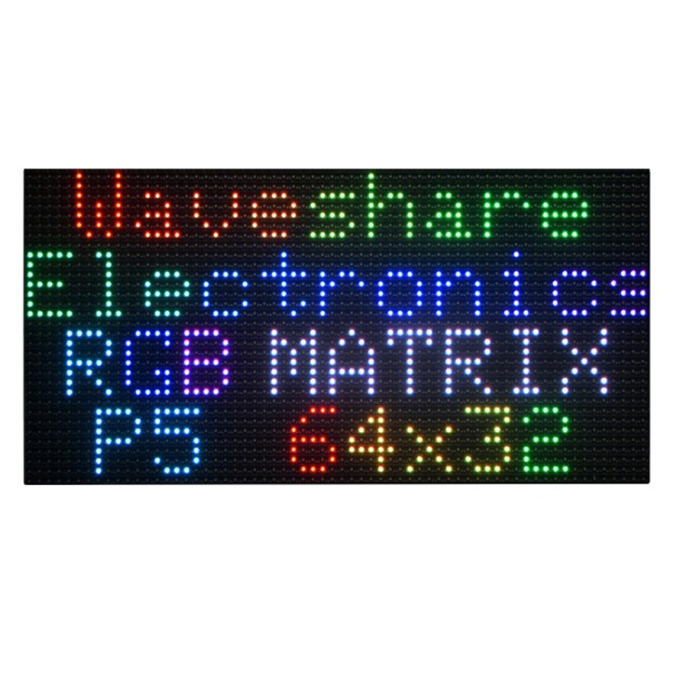 แผงเมทริกซ์ LED แบบเต็มสี Waveshare RGB, ระยะพิทช์ 5 มม., 64x32 พิกเซล ...