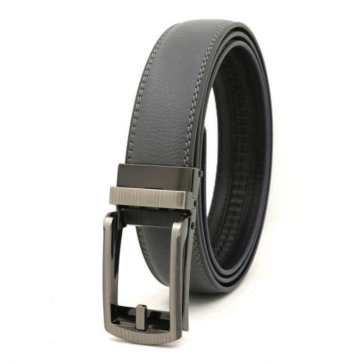 110cm Second Layer Cowhide Men Business Belt Automatic Buckle Belt(Grey)