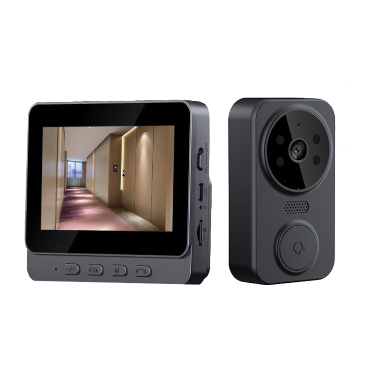 Wireless 2.4G Visual Intercom Doorbell 4.3 inch IPS Screen with Camera ...