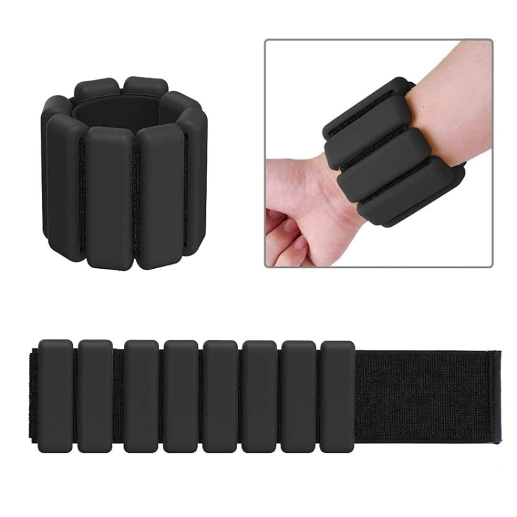 1pair 1 lb Ankle Wrist Weight Bracelet Ring Fitness Wristband(Black)