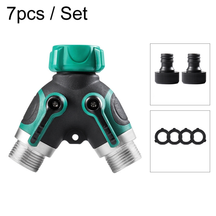 7pcs / Set Y-Type Two-Way Metal Quick Connectors Water Pipe Splitter ...
