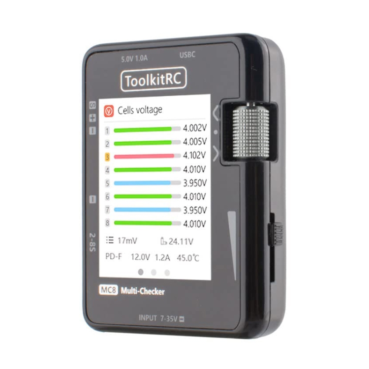 ToolkitRC MC8 Multifunctional Electrical Display Power Detection Signal ...