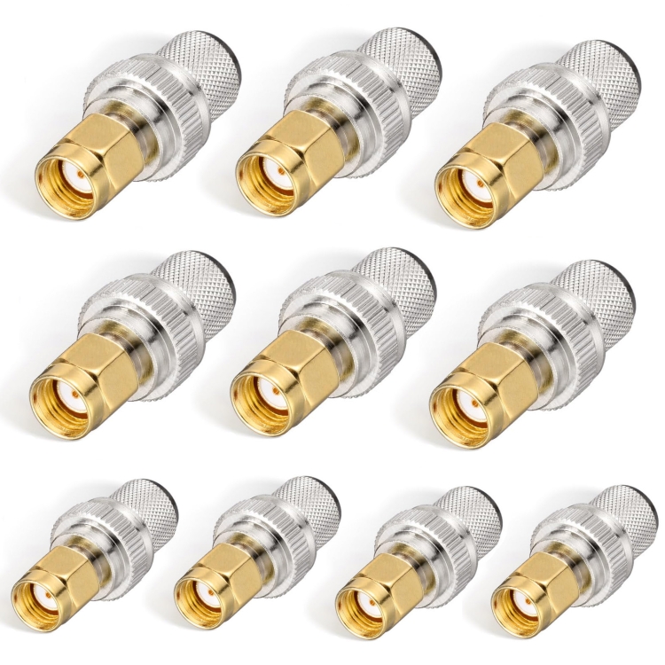 10 unids/pack RP-SMA conector de soldadura de engarzado macho para Cable Coaxial LMR-400 ...