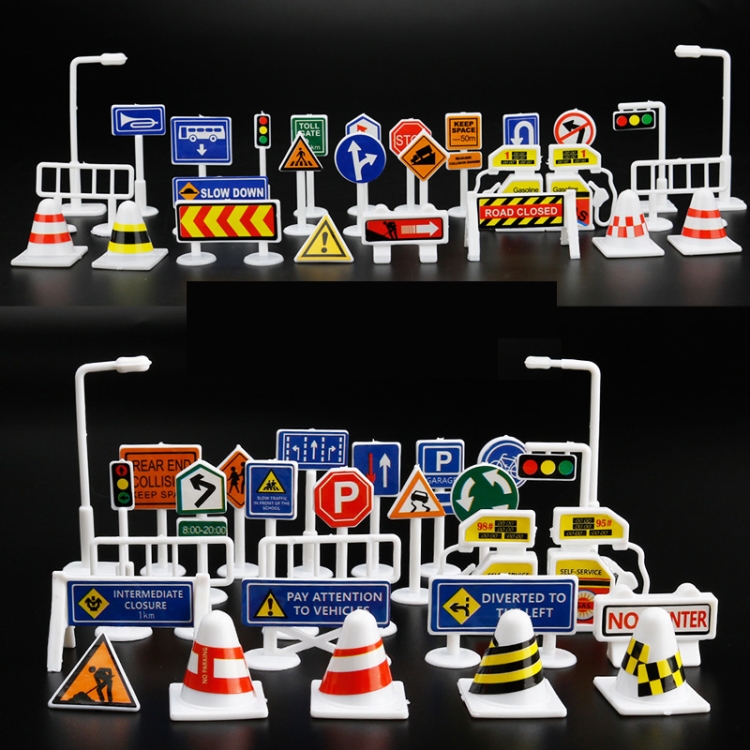 56pcs /Set Kids Traffic Signs Model Toy Mini Traffic Lights Road Signs ...