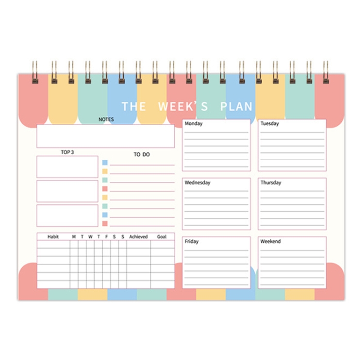 A5 Weekly Planner Notebook Waterproof Planner Coiled Clocking Memo ...