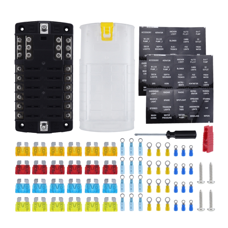 RV Yacht 12-way LED Insulated Flame-retardant Fuse Holder Box with Wire ...