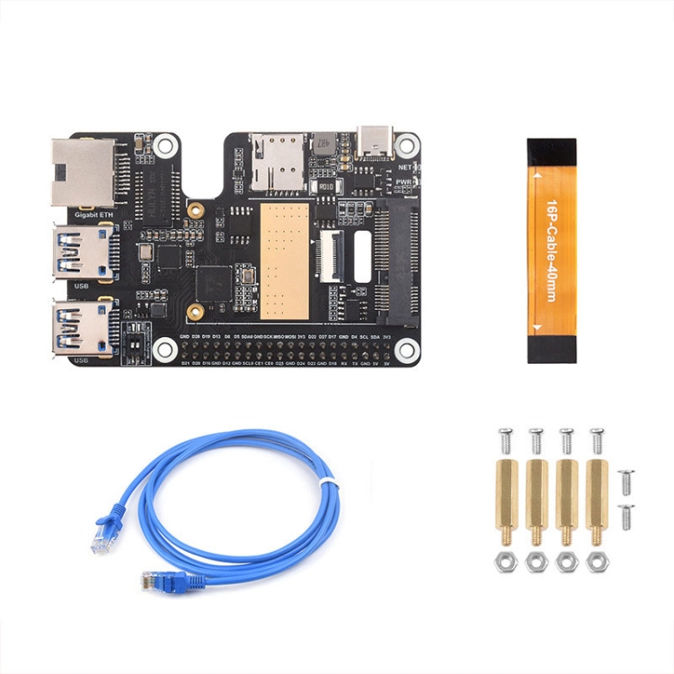 Waveshare For Raspberry Pi 5 PCIe to MiniPCIe / Gigabit Ethernet / USB ...