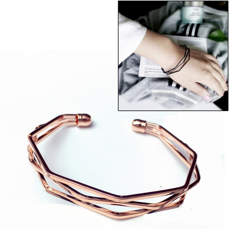 Vintage Brief Open Charms กำไลข้อมือกำไลข้อมือหลายชั้น (Rose Gold)