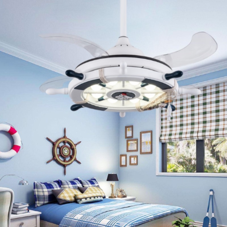 Creative Rudder Fan Light Children Bedroom Invisible Small Ceiling Fan ...