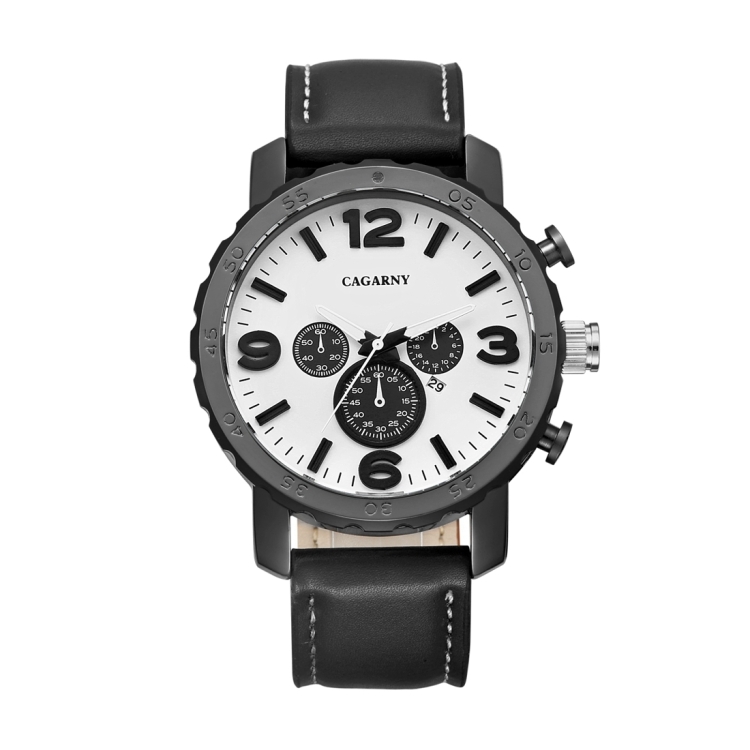 CAGARNY 6845 Fashion Dual Quartz Movement Wrist Watch with Leather Band ...