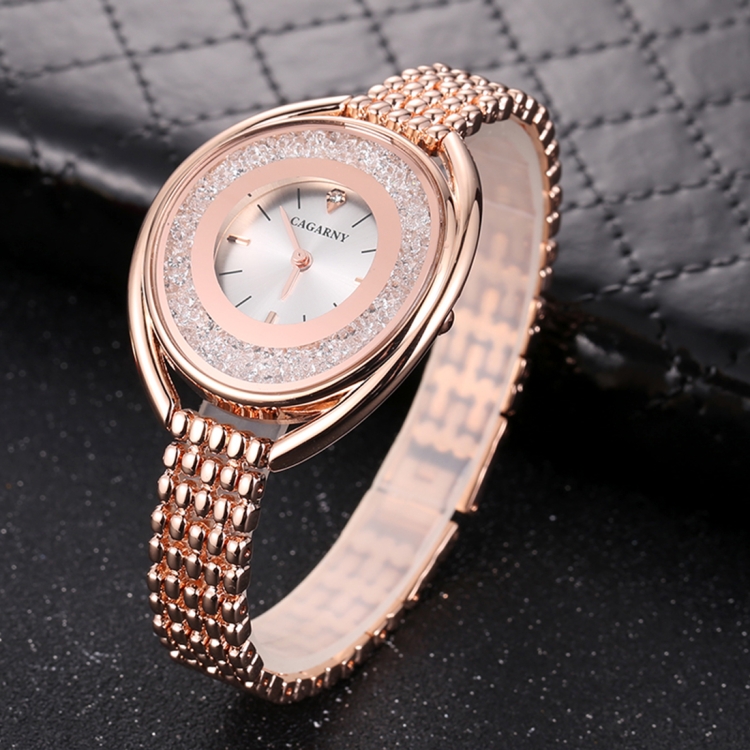 CAGARNY 6876 นาฬิกาข้อมือควอตซ์สตรีแฟชั่นกันน้ำพร้อมสายสแตนเลสสตีล ...