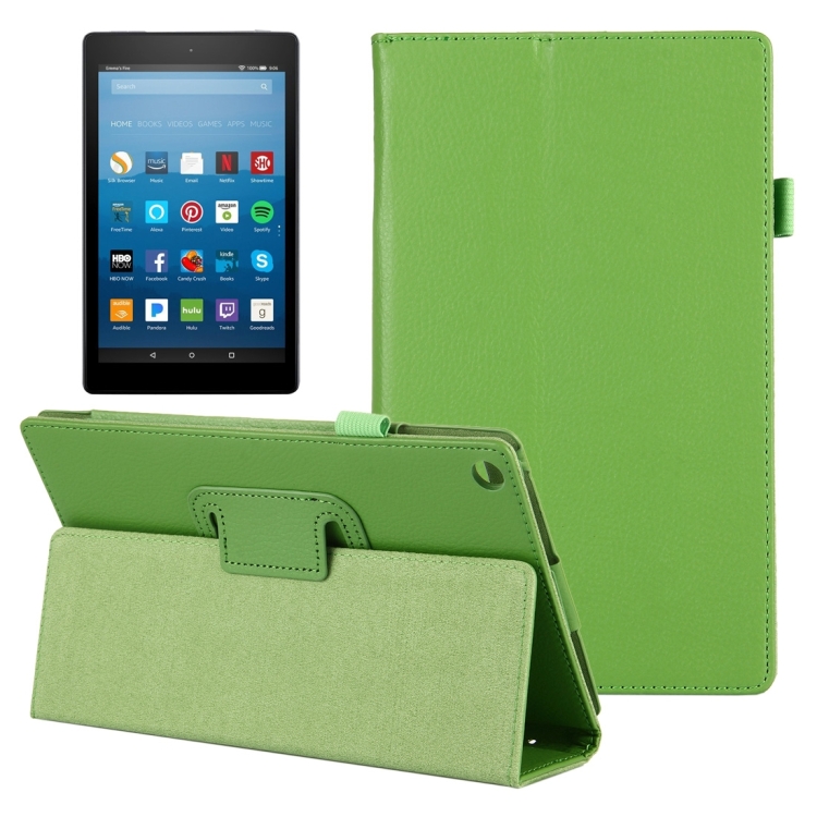 สำหรับ Amazon Kindle Fire HD8 (2017) ซองหนังพลิกแนวนอนเนื้อลิ้นจี่พร้อม ...