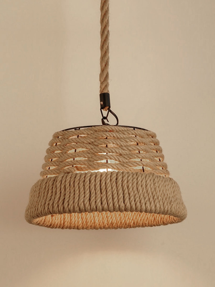 Ywxlight 빈티지 대마 로프 펜던트 조명 복고풍 E27 산업 복고풍 램프 자료 로프트 철 램프 침실 식당 카페 바 교수형 램프 콜드 화이트