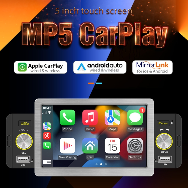 เครื่องเล่น MP5 ในรถยนต์ 158W 5 นิ้ว Allwinner Melis F133 รองรับ ...