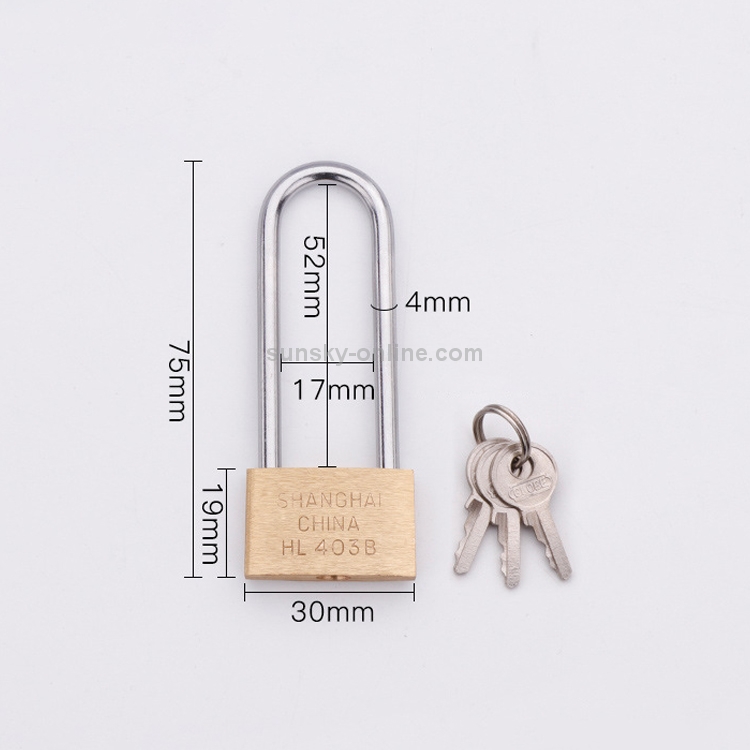 Copper Padlock Small Lock, สไตล์: Long Lock Beam, 30mm Not Open
