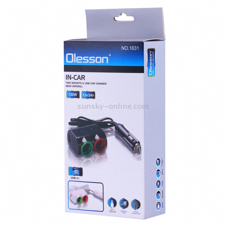 Olesson 유선형 디자인 12a Usb 자동차 담배 라이터 소켓 자동차 충전기 컬러 Led 빛