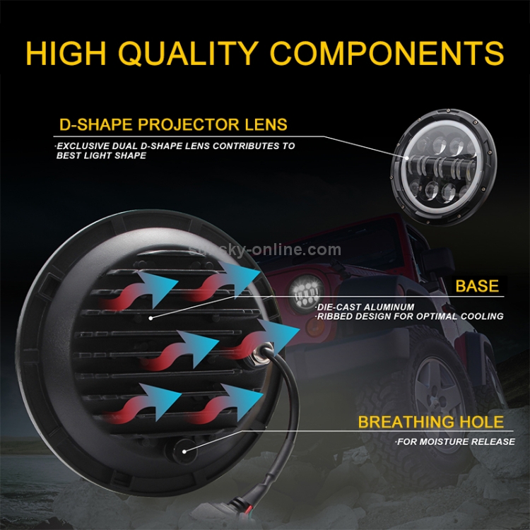 7 인치 40w 4500lm 6000k 3000k 12 Led 자동차 트럭 오프로드 차량 원형 Led 천사 눈 목동 램프 헤드 라이트 작업 조명 스포트라이트