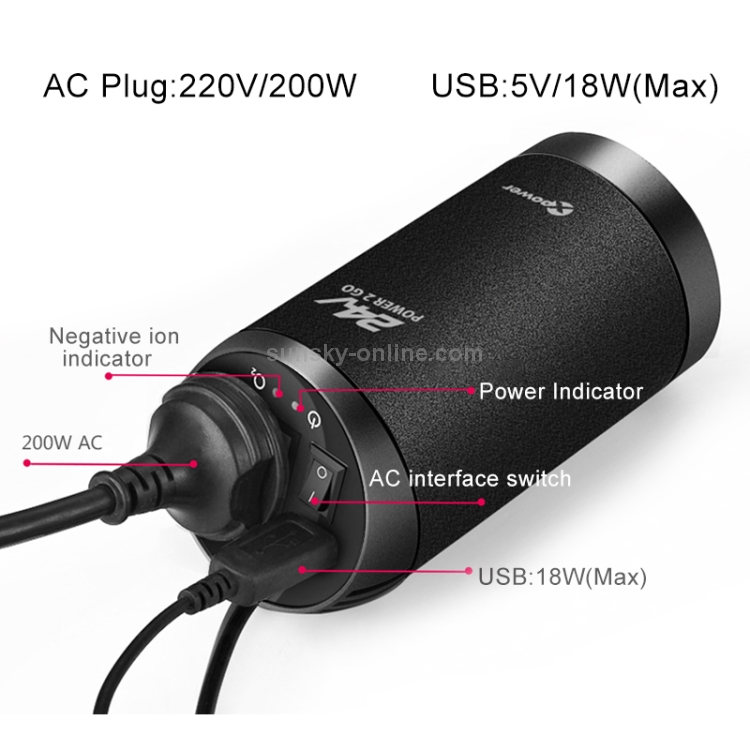 XPower T200B DC 24 โวลต์เป็น AC 220 โวลต์รถอเนกประสงค์อินเวอร์เตอร์พาวเวอร์ 2.4A อะแดปเตอร์ชาร์จ ...