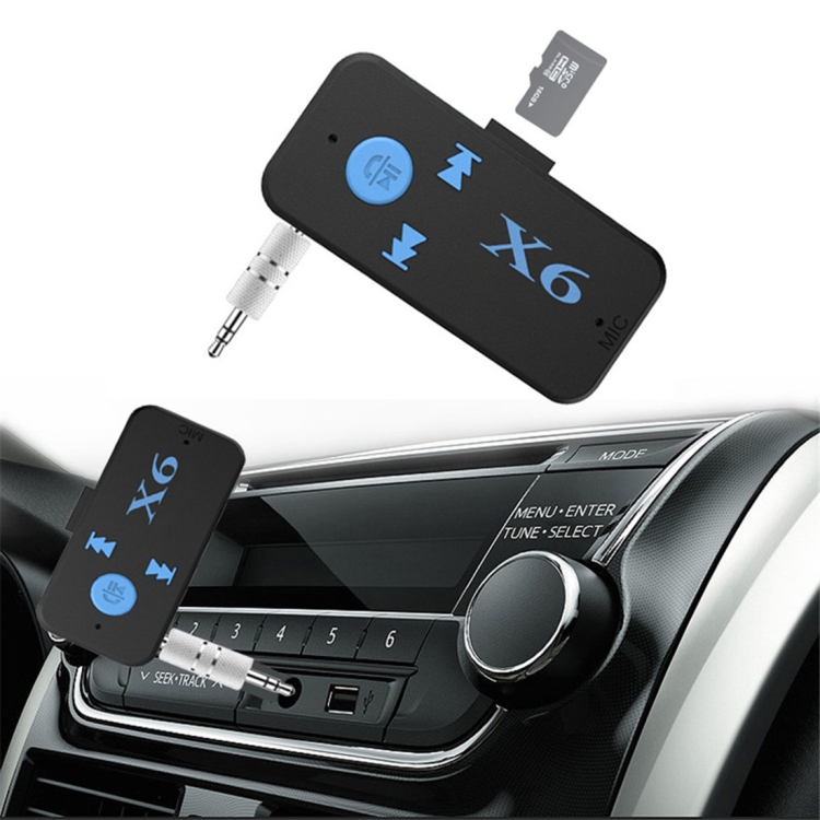 HQX6 Car Bluetooth V4.1 Audio Music Player Receiver Adapter Support Wireless Hands free TF Card USB Charge