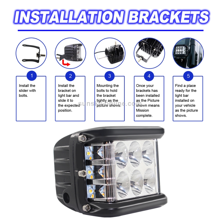 4 inch 45W 4500LM LED Work Light Bar Side Shooter Combo Beam White ...