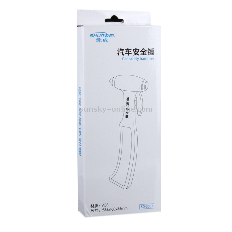Shunwei Sd 3501 안전 벨트 커터 창 차단기 자동 구조 도구 접착 테이프 및 고정 프레임이있는 이상적인 플라스틱 쉘