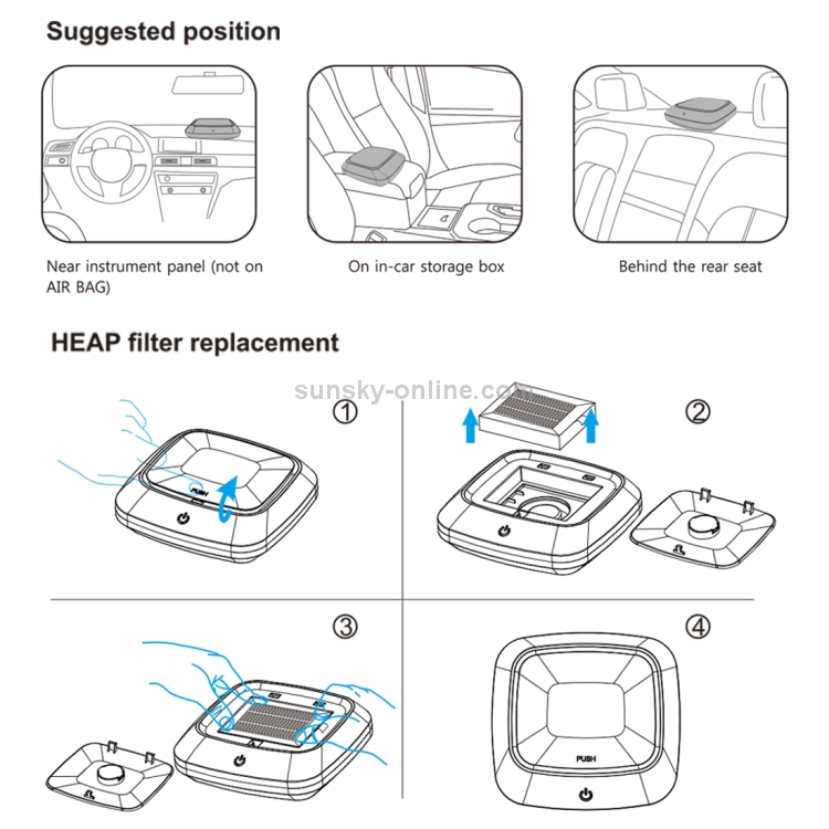 QP01 5W 자동차 공기 청정기 음이온 공기 청정기