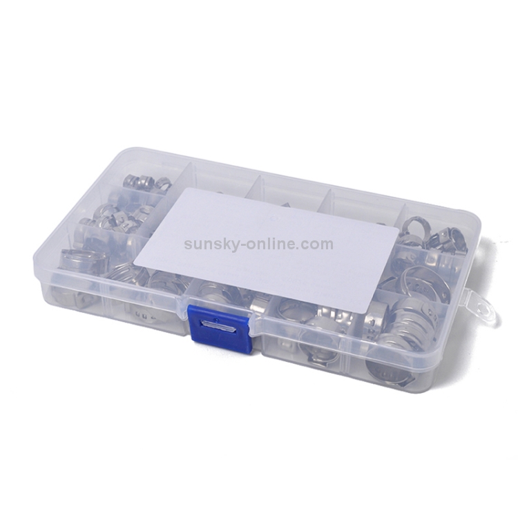 90 Pcs 조정 가능한 단일 귀 플러스 스테인레스 스틸 유압 호스 클램프 O 클립 파이프 연료 공기 내경 범위 53