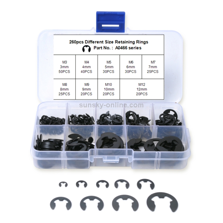 260 PCS Car E Shape Circlip Snap Ring Assortment Retaining Rings