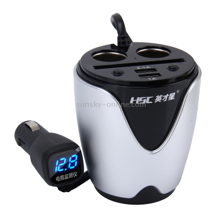 HSC YC-19D Car Cup Charger 2.1A/1A Dual USB Ports Car 12V-24V Charger ...