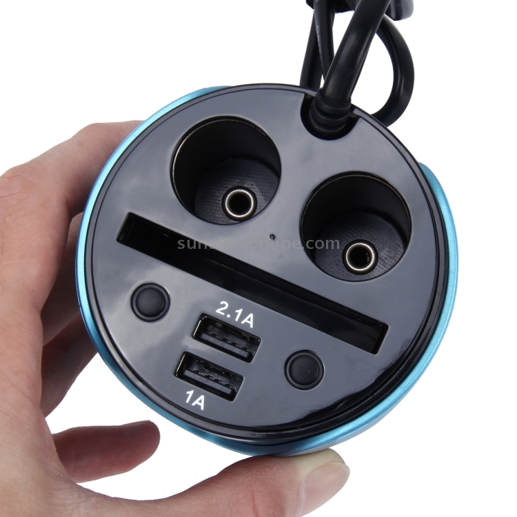 Hsc Yc 19d 자동차 컵 충전기 21a 1a 듀얼 Usb 포트 자동차 12v 24v 충전기 2 소켓 담배 카드 소켓 및 Led 디스플레이 파란색