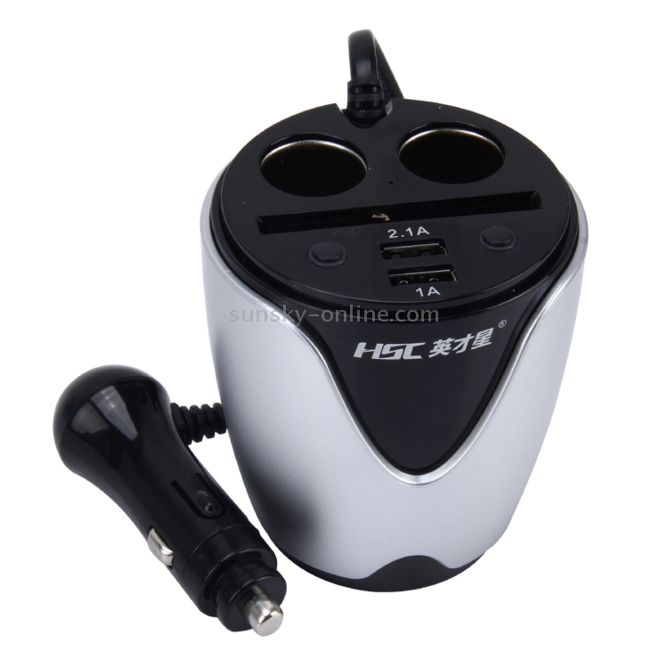 HSC YC-19 Car Cup Charger 2.1A/1A Dual USB Ports Car 12V-24V Charger ...