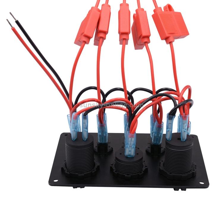 Sunsky 다기능 조합 스위치 창 전압계 시가 라이터 소켓 5 웨이 스위치 자동차 Rv 해양 보트 용 듀얼 Usb 충전기 빨간불
