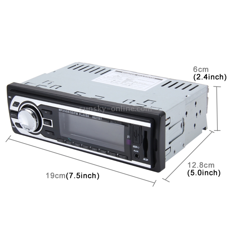 8027BT Car MP3 Player with Remote Control, Support FM, BT, USB / SD / MMC