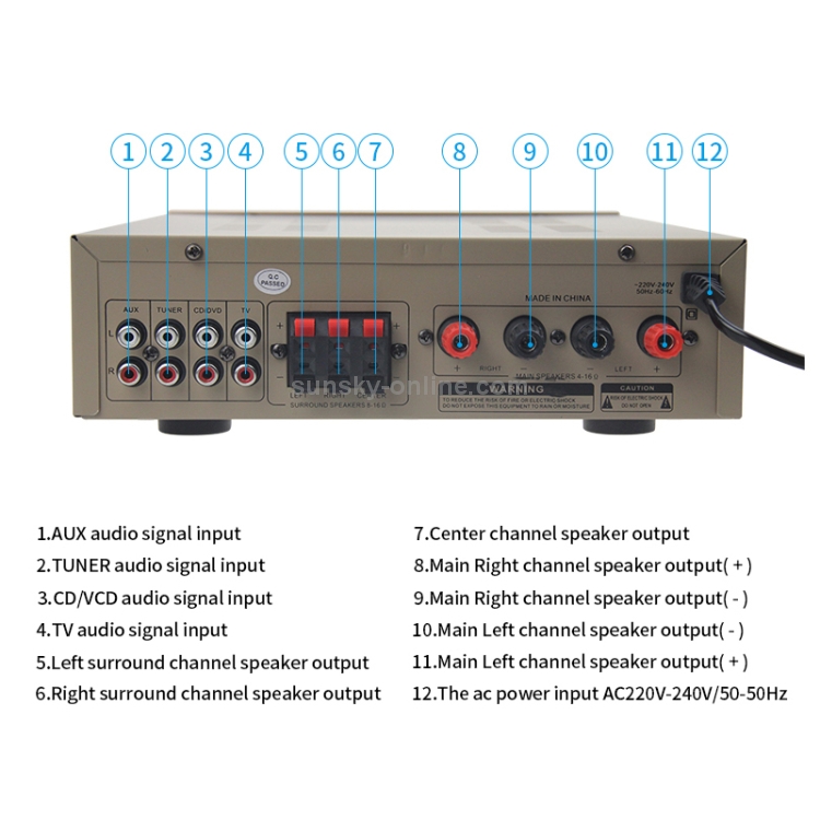 AV-9100 2CH 300W + 300W Karaoke HiFi Stereo Audio Power Amplifier ...