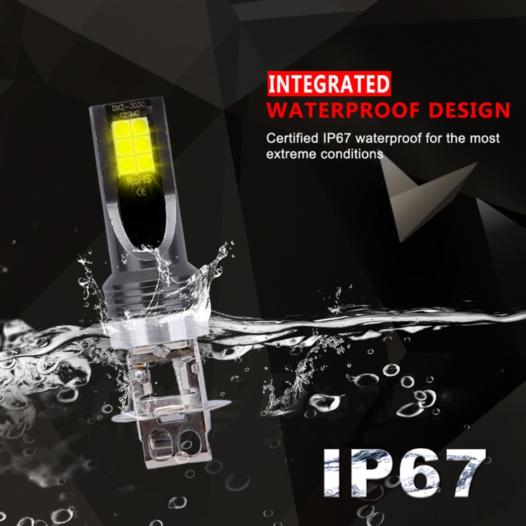 2 ชิ้น H3 DC12V-24V / 12W / 3000K / 800LM 12 LEDs SMD-3030 ไฟตัดหมอก ...