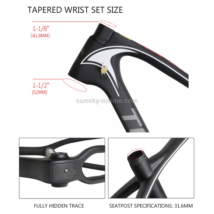 TOSEEK Grey LOGO MTB Mountain Bike Frame Full Suspension T800 Carbon ...