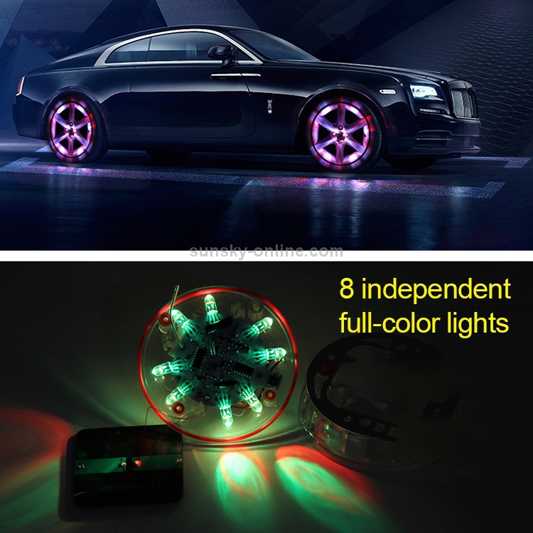 4 Pcs 태양 Led 자동차 타이어 장식 깜박이는 조명 다채로운 바퀴 허브 분위기 조명 적외선 원격 제어