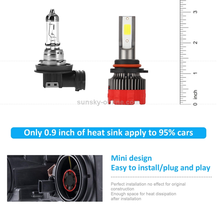 2 PCS EV18 9005 DC9-30V 20W 6000K 2500LM ไฟ LED ไฟหน้ารถ