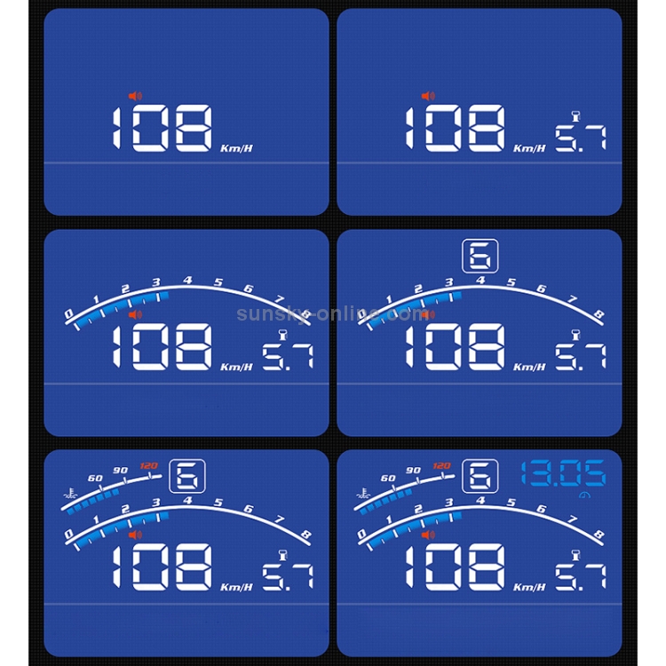 4e 자동차 55 인치 Obd Hud 헤드 업 디스플레이 지원 속도 알람 시프트 알림 시간 표시
