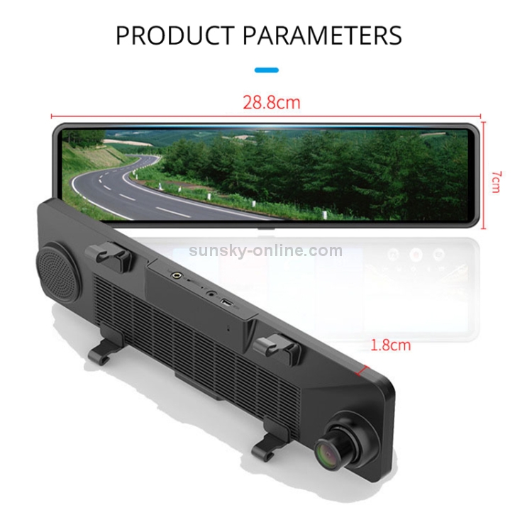 T60 12 inch Touch Screen 4K Car Rearview Mirror Driving Recorder DVR ...