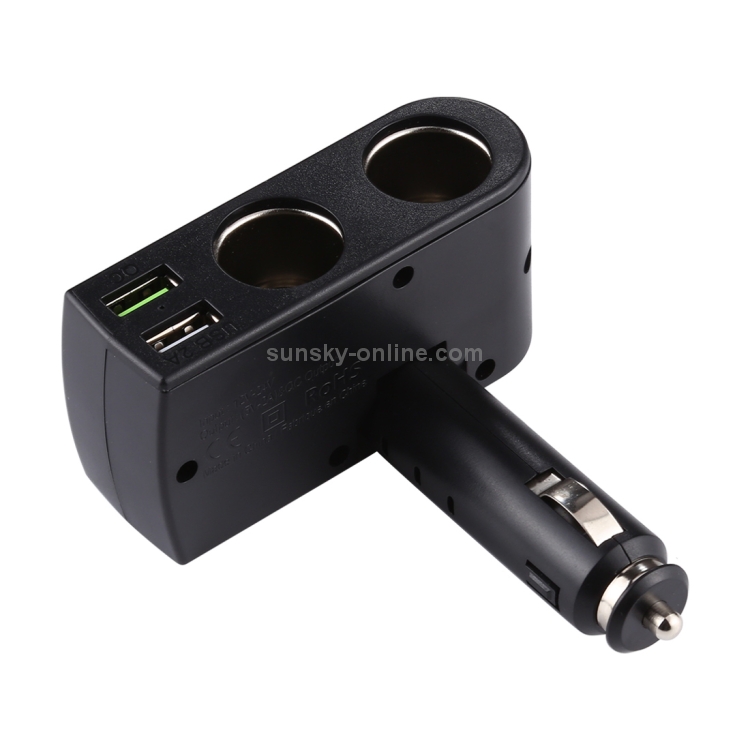 Qc 30 듀얼 Usb 포트 6a 2 소켓 시가 라이터 분배기 차량용 충전기