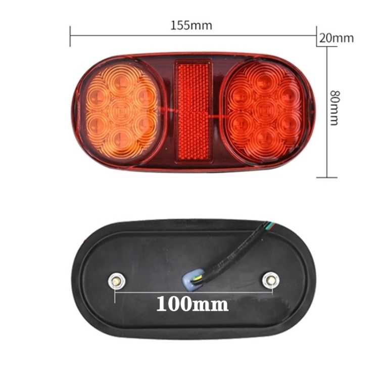 2 PCS 12-24V 14LED Car Oval Tail Light Side Lamp