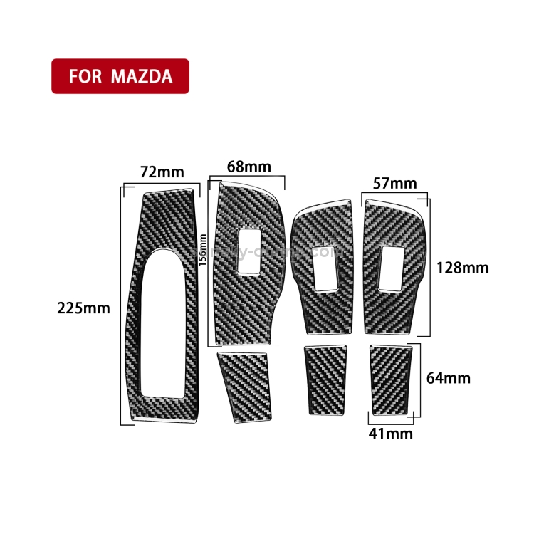 7 in 1 Car Carbon Fiber Window Lift Panel Decorative Sticker for Mazda ...