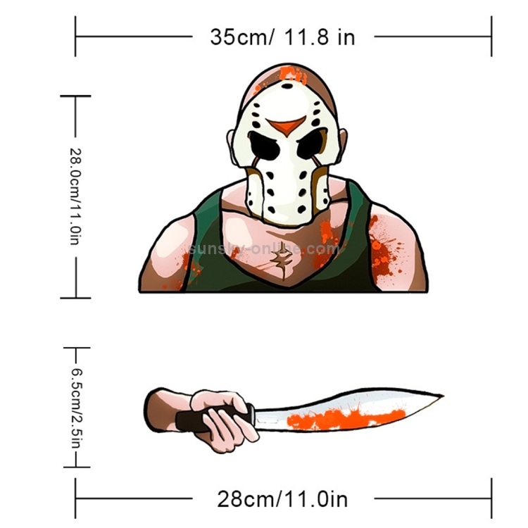 마스크 킬러 나이프 패턴 공포 시리즈 자동차 후면 앞 유리 창 와이퍼 자체 접착 장식 스티커