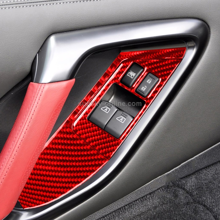 4 PCS / Set Carbon Fiber Car Window Lift Buttons Panel Sticker for ...