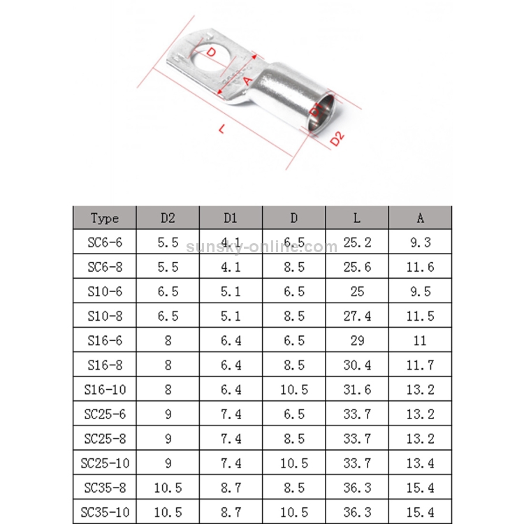 60 PCS Wire terminals Connector Cable Lugs Battery SC Terminals Glimpse ...